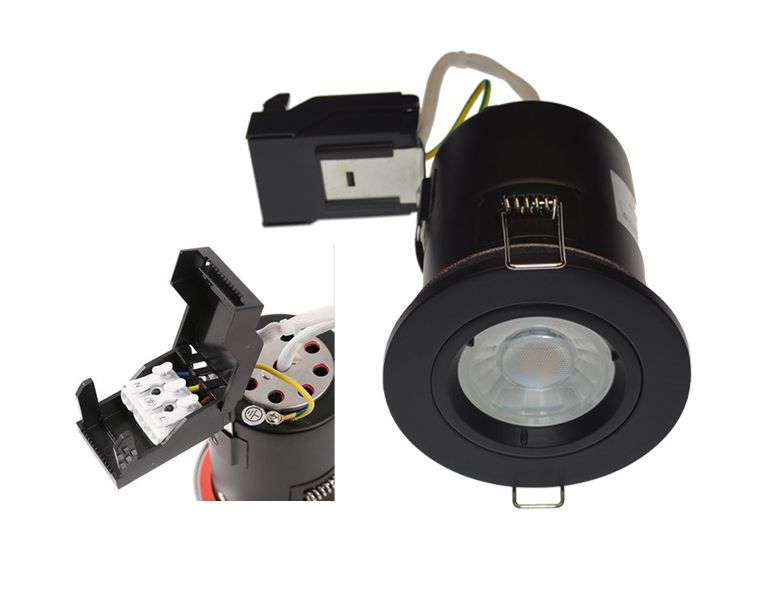Matt Black Fixed Fire Rated Downlights with Push Connection - VUEP565 ...