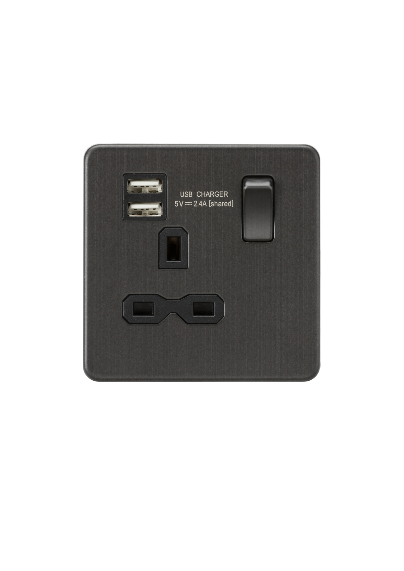 Smoked Bronze 13A 1G SP Switched Socket with Dual USB A+A (5V DC 2.4A ...